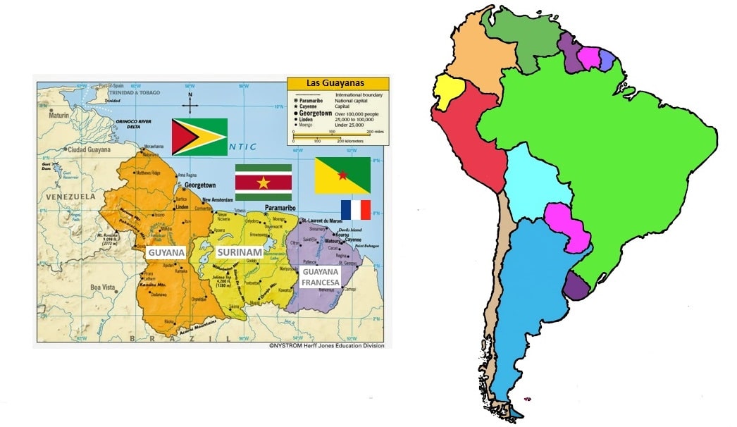Las guayanas, territorios desconocidos de Sudamérica.